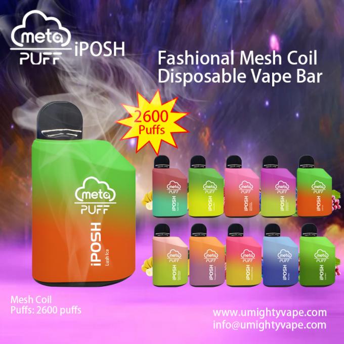 Box Shape 5% Nicotine Disposable Vape Pod 2600 Puff Mesh Coil