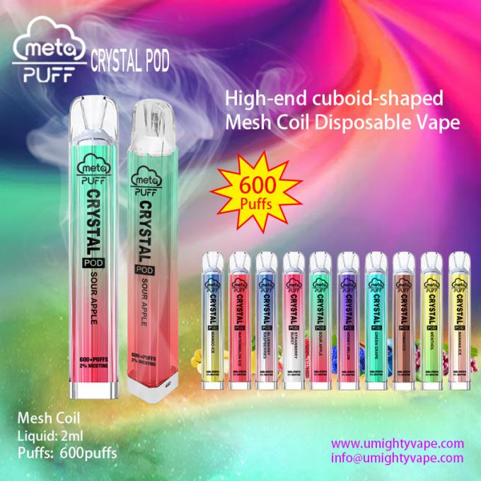 10 Flavors 2ml CE TPD Certificates Disposable Vape Pod 600 Puffs