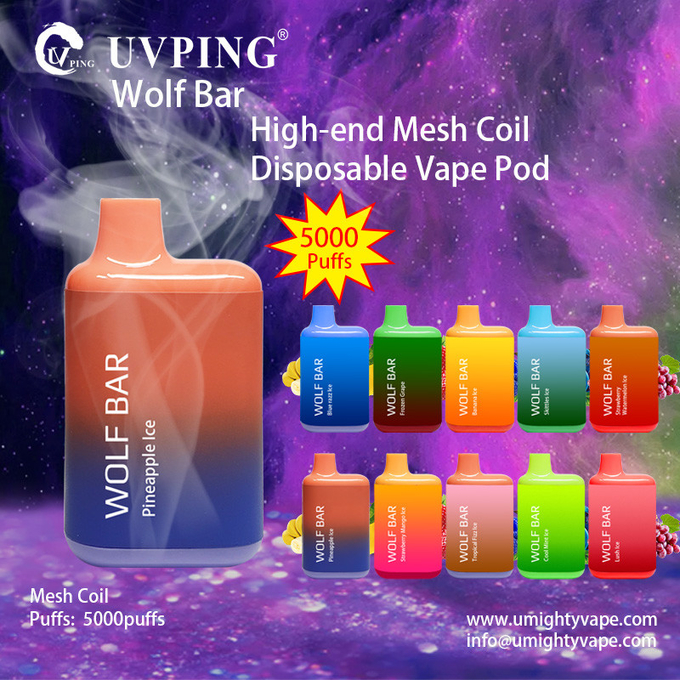 Uvping Small Box Vape Pen 6 Nicotine 5000 Puffs Blue Razz Ice Cool Mint Ice